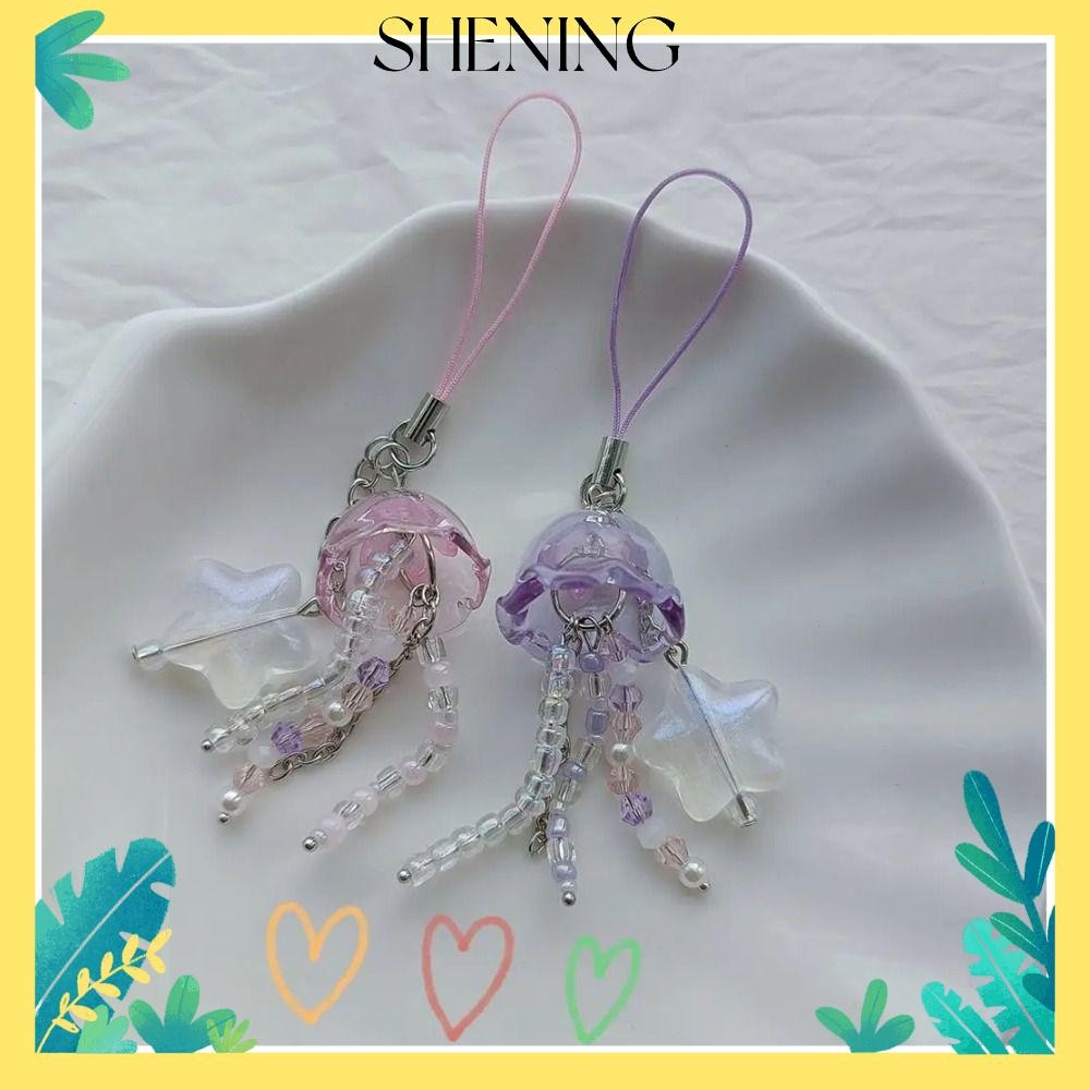 SHENING ลูกปัดโทรศัพท์ Charm, กับ Star สีม่วงสีชมพูพร้อม Star Cottage ...
