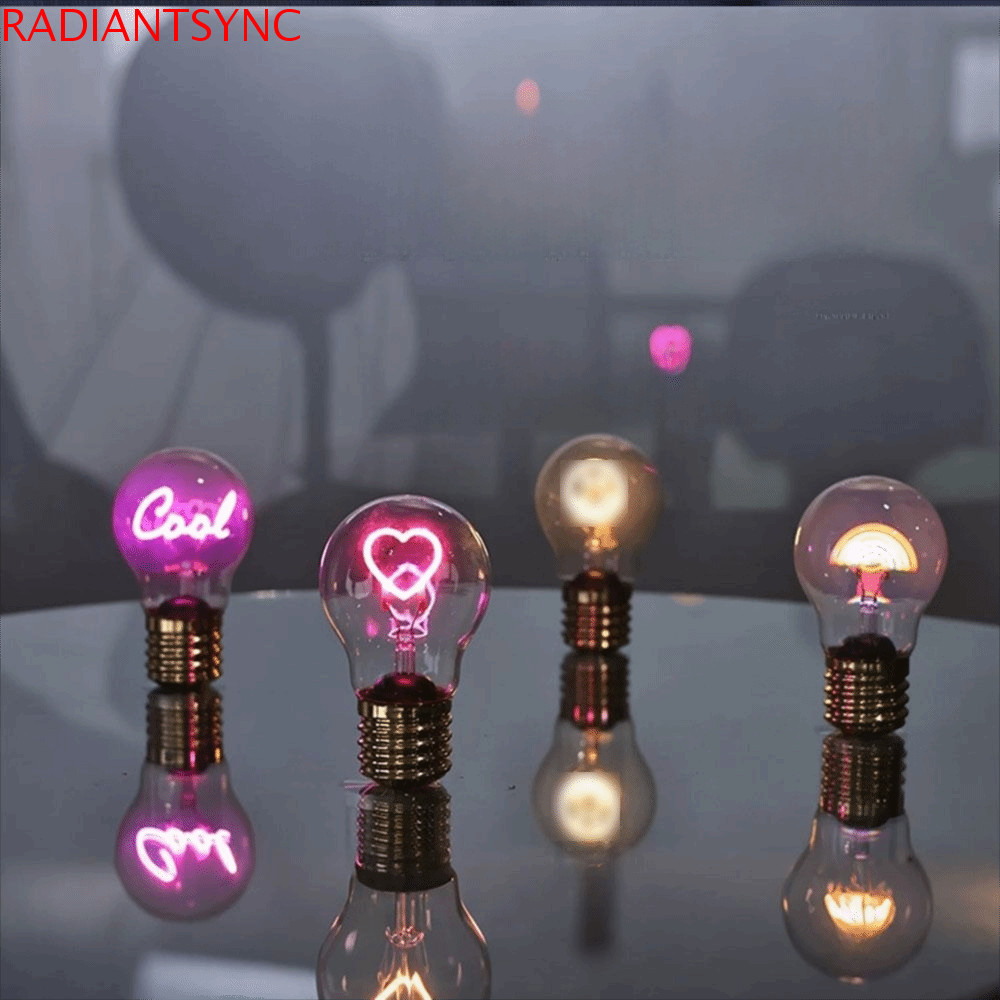 RADIANTSYNC หลอดไฟ LED, E40 3 โหมดหลอดไฟแบบชาร์จไฟได้, การ์ตูนสนุกรูปแบบศิลปะบรรยากาศโรแมนติกไฟ ...