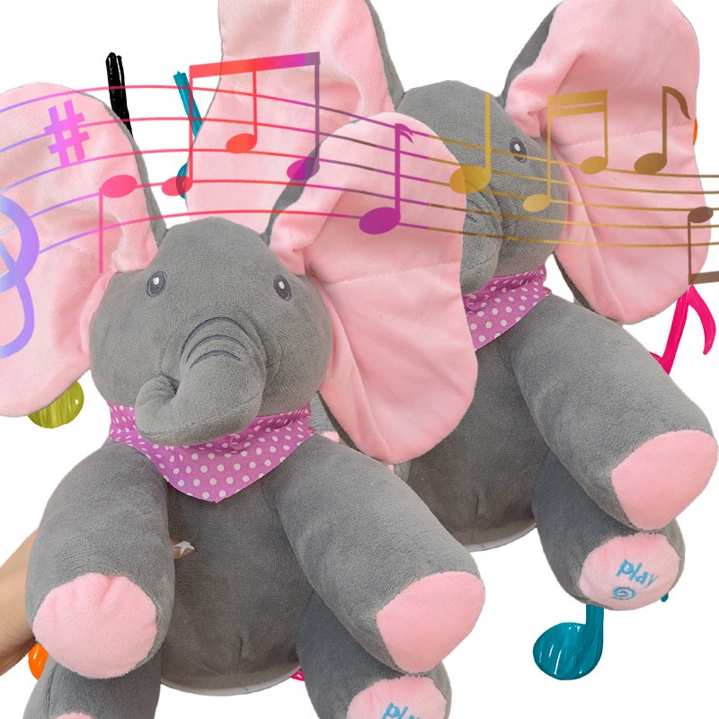 Creative Interactive Plush Musical Elephant ตุ๊กตาของเล่น-ซ่อนและค้นหา ...