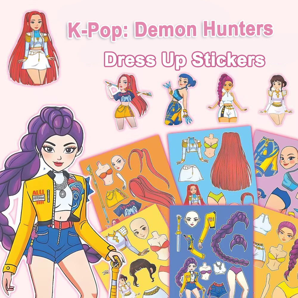 6PCS KPop Demon Hunters Dress Up สติกเกอร์การ์ตูนเด็ก Handmade สนุกไม่ ...
