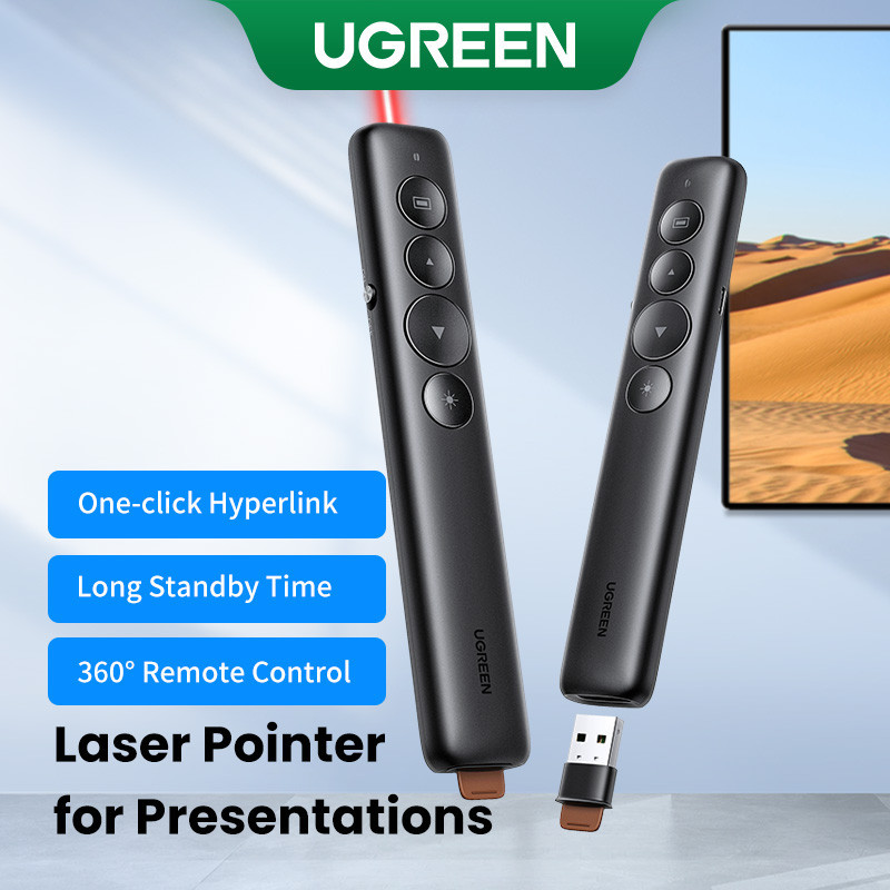 Ugreen การนําเสนอไร้สาย Remote Clicker Laser Pointer 2.4GHz USB Powerpoint PPT ปากกาสําหรับ ...