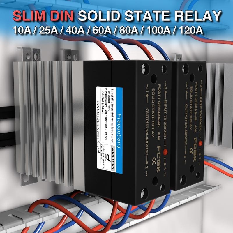 10A 25A 40A 60A 80A 100A Single Phase Slim SSR Solid State Relay With Heat Sink Industrial Relay ...