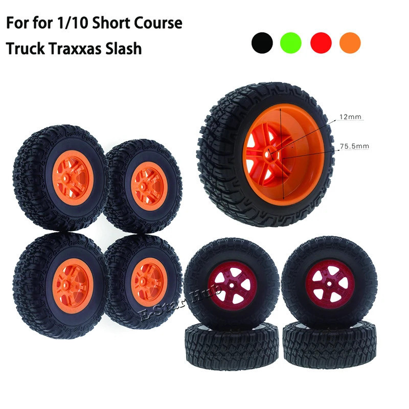 4ชิ้น120มิลลิเมตร RC รถยางยางล้อริมชุดสำหรับ1/10หลักสูตรระยะสั้นรถบรรทุก T raxxas S Lash Tamiya ...