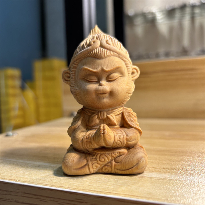 Yaba ไม้แกะสลัก Zen สไตล์ Monkey King จับชิ้นตกแต่งรถ Monkey King ...