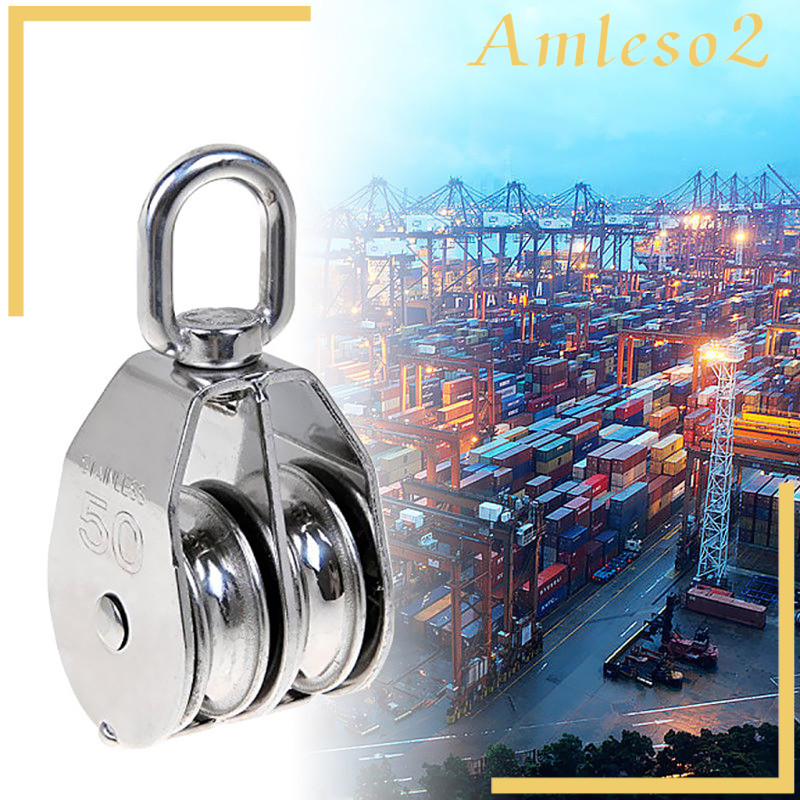 [Amleso2] M15- Swivel Double Pulley Sheave Rigging Lift Rope แขวนล้อยก ...