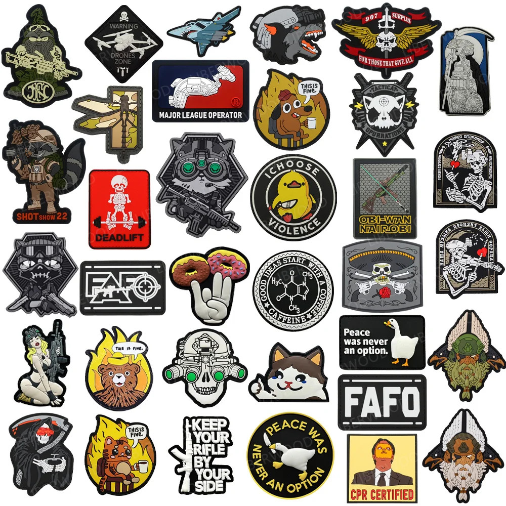 ตลก PVC เป็ด velcro Patch FAFO Dead Lift ยุทธวิธี Sniper Cat Mythical Odin Viking Patch UAV CPR ...