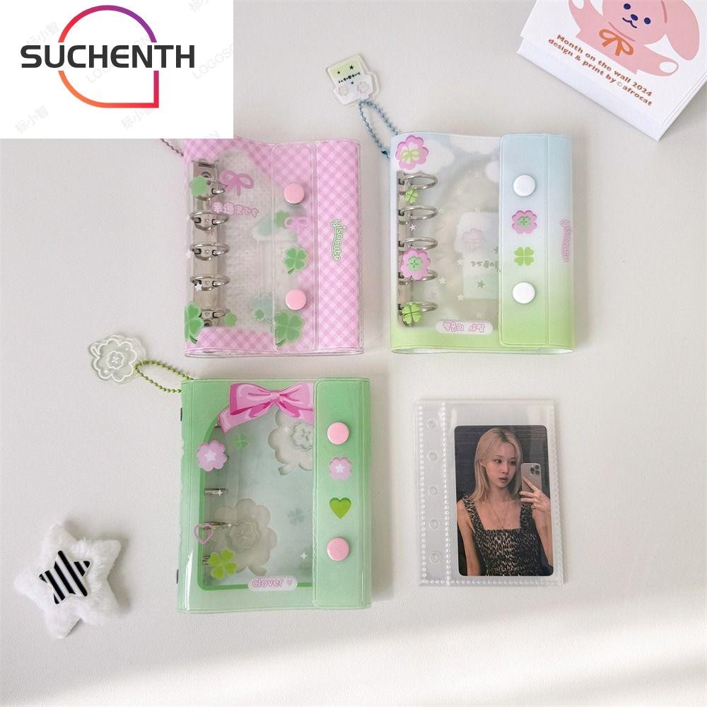 Suchenchent Photocards Binder, PVC Cover Four-leaf Clover อัลบั้มรูปหลวม, INS M5 ไอดอลการ์ตูนผู้ ...