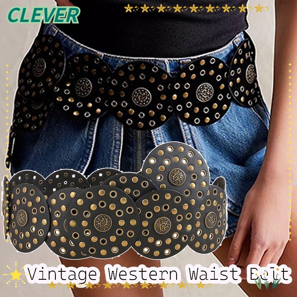 Clever เข็มขัดทรงกลม, หนังกลวงออกเข็มขัดแผ่นดิสก์กว้าง, แฟชั่นแผ่นกว้าง ...