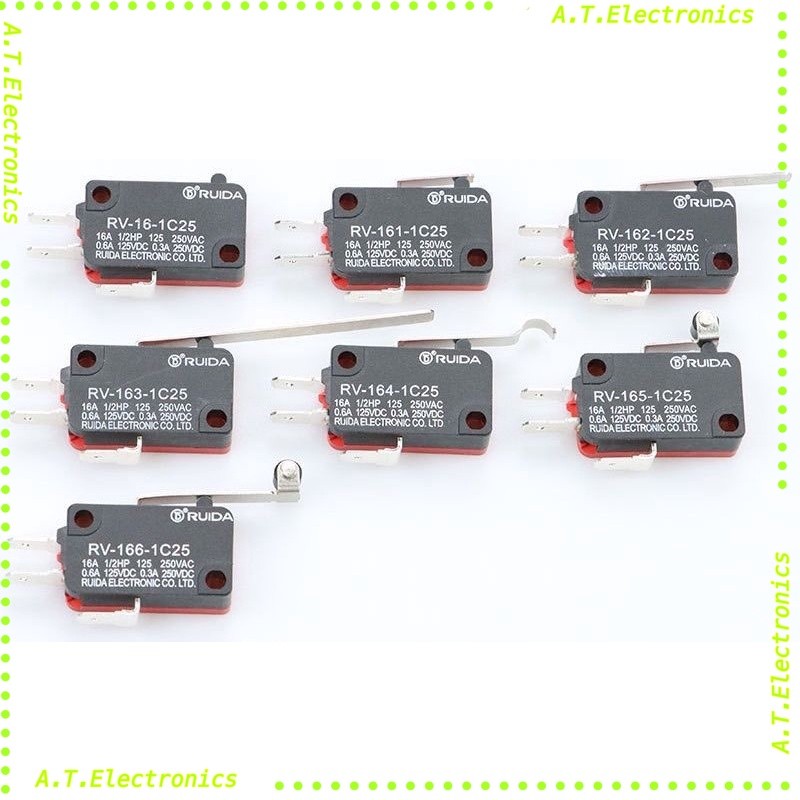 2ชิ้น ลิมิต สวิตซ์ Micro Limit Switches 16A 250V 125V SPST 4.8mm Width 2Pins NO Normally Open ...