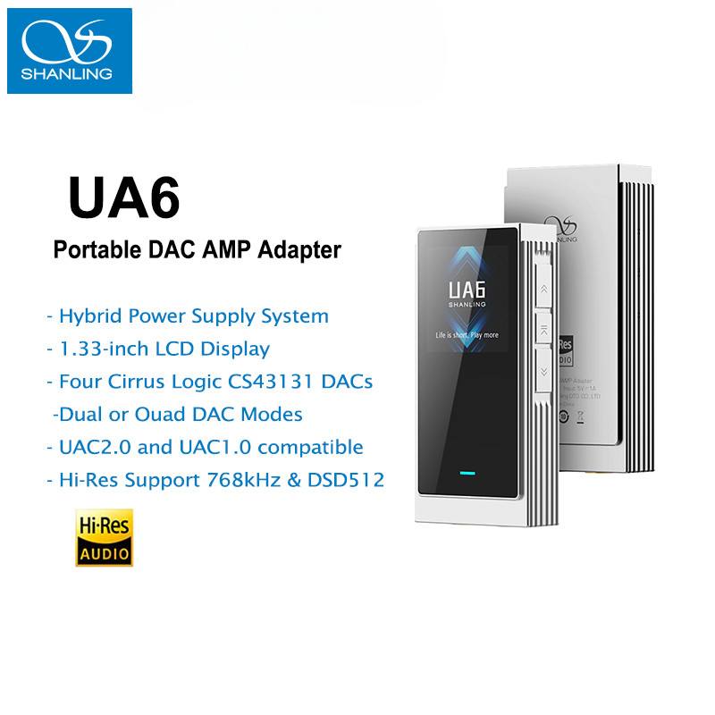 Shanling UA6 HIFI แบบพกพา USB DAC หูฟัง Amplifer CS43131 DACs เสียงความละเอียดสูง DSD 512 3.5 ...