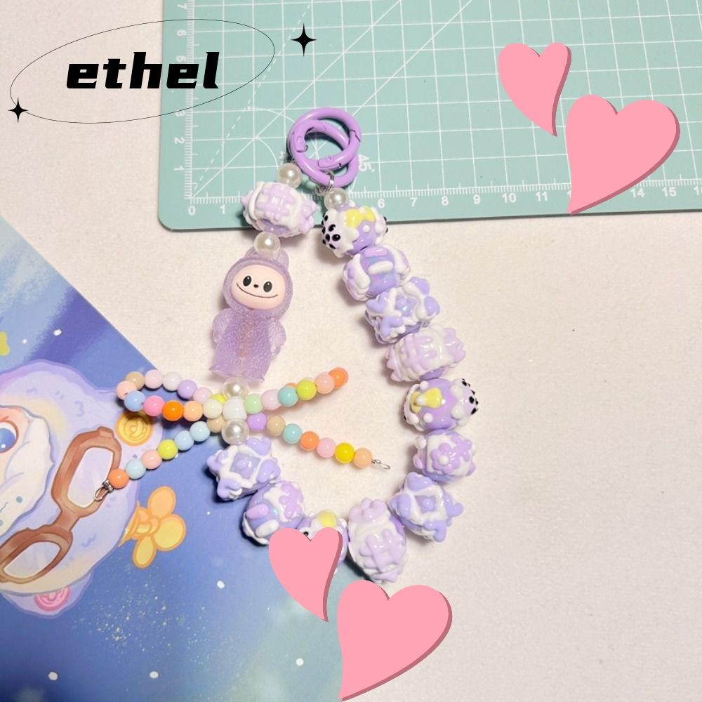 Ethel1 Labubu Phone Chain, Hand-painted Beaded Cute Bag Charm Rope, พวง ...
