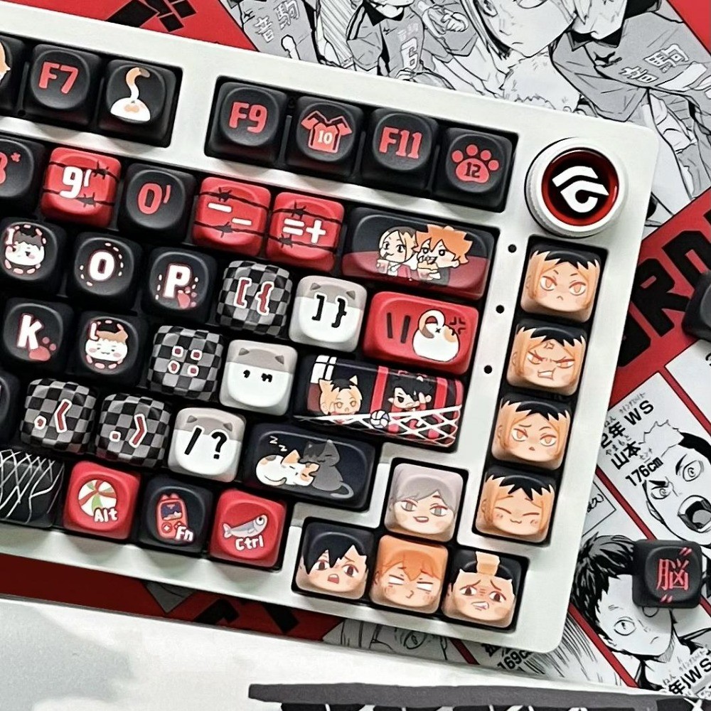 Nekoma Haikyuu Keycaps 142 คีย์ MOA/SOA/MAO โปรไฟล์ PBT Dye Sublimation ...