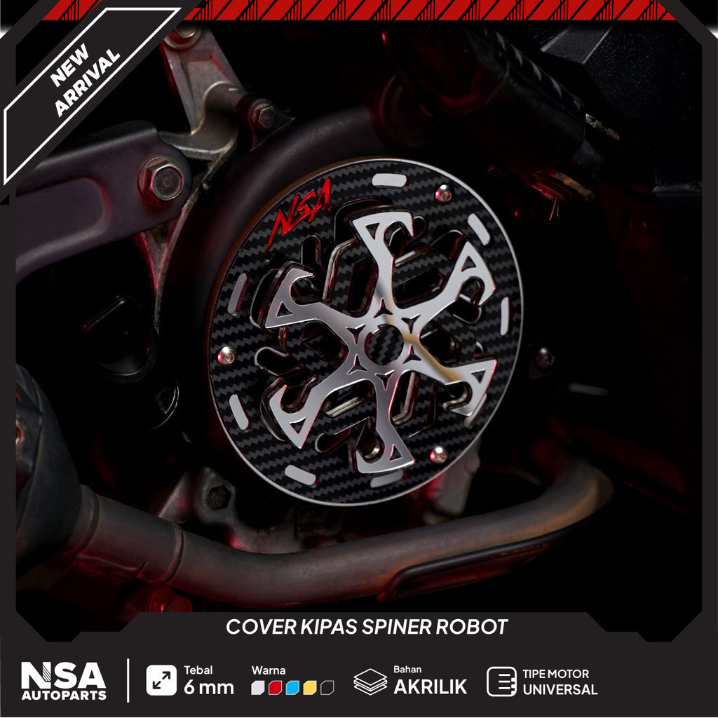 SPINNER ฝาครอบพัดลม TYPE ROBOT CARBON Beat Scoopy Mio Vespa RADIATOR ฝา ...