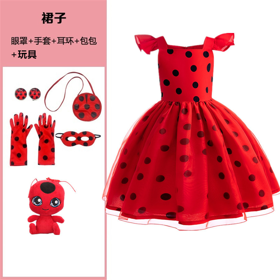 ชุดคอสเพลย์ Ladybug Halloween สำหรับเด็ก ดีไซน์ Polka Dot สไตล์ Miracle ...