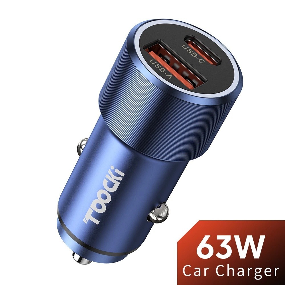 63w Fast Charging Car Dual Ports Car Charger USB Type C QC PD 3.0 เครื่องชาร์จโทรศัพท์มือถือ ...