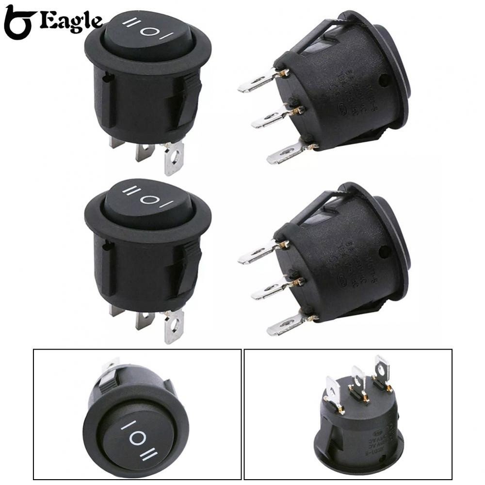 【EAGLE】3 Pin Rocker Switch Quick Connect Terminals Round Toggle Switch ...