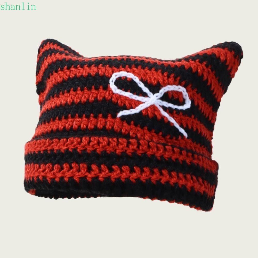 Shanlin ลายถักหมวก, Harajuku Warm น่ารักหูแมวหมวกหมวก, Kawaii ขนสัตว์ ...