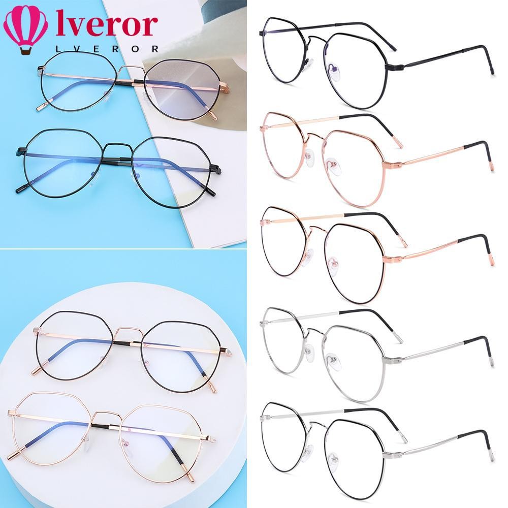 Lveror แว่นตาป้องกันแสงสีฟ้าแฟชั่นวินเทจกรอบกลมกรอบแสงอัลตร้า | Shopee Thailand