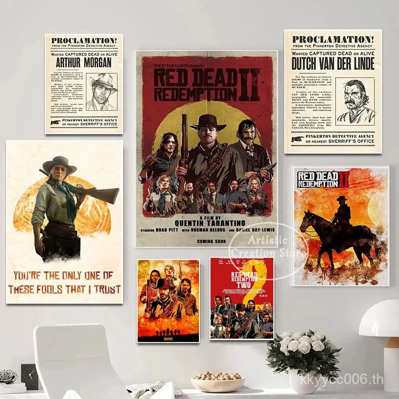Red Dead Redemption โปสเตอร์เกมร้อนบทบาทต้องการ warrant ภาพวาดผ้าใบ ...