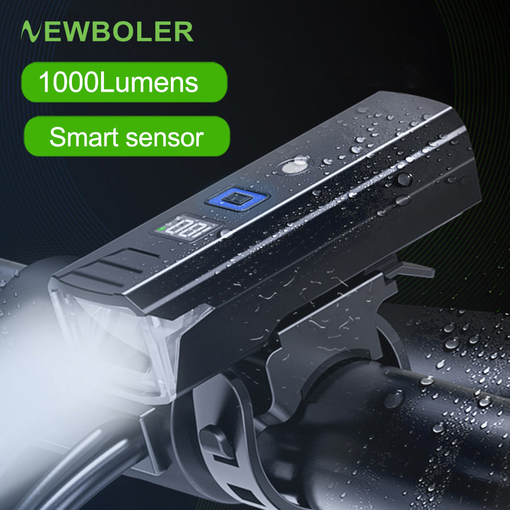 Newboler 1000 Lumens ไฟจักรยานดิจิตอลจอแสดงผลไฟหน้าจักรยานเซ็นเซอร์อัจฉริยะจักรยานกันน้ํา USB ...