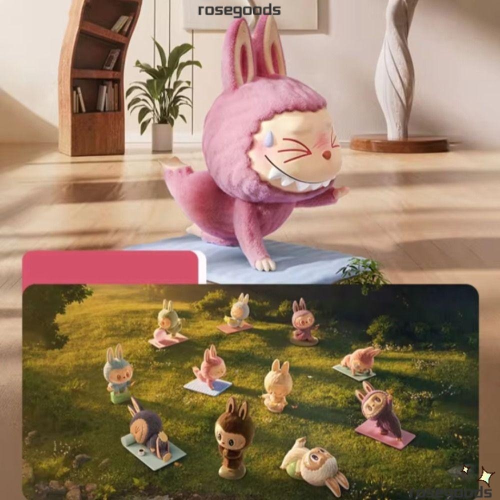 Rose Labubu Box, POP MART อะนิเมะรูปการ์ตูนตัวเลข, Kawaii Lazy Yoga ...