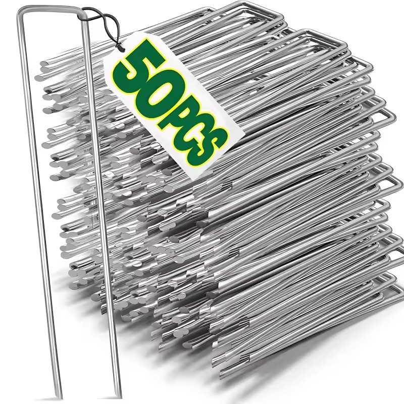 Sod Pins ชุบสังกะสีภูมิทัศน์ Spike - สนามหญ้าลาน Barrier Ground Nail ...