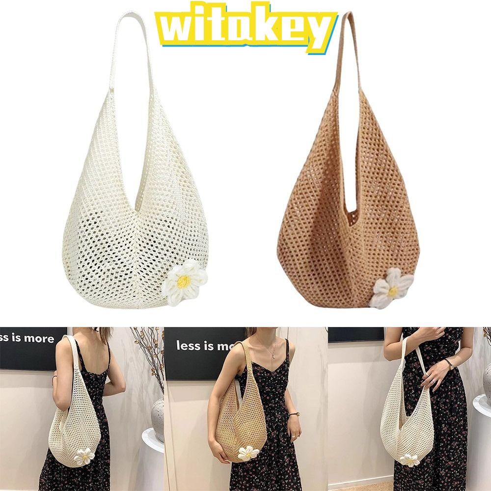 WITAKEY กระเป๋าสานหวาย สไตล์โบฮีเมียน ขนาดใหญ่พิเศษสำหรับสุภาพสตรีและสาวๆ เป็นของขวัญที่ดี ...