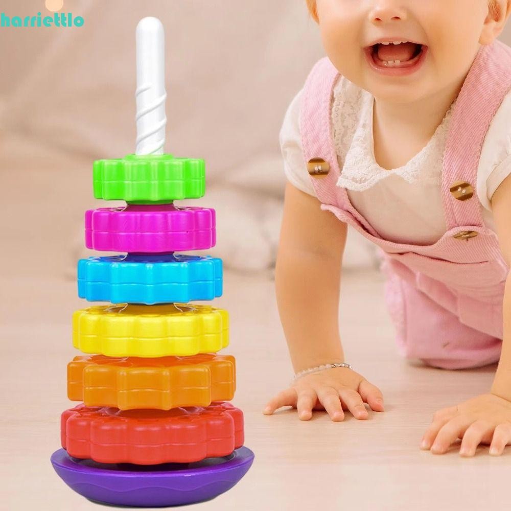 HARRIETTLO Rainbow Spinning Stacking Toys, Rainbow Ring Stacker ...