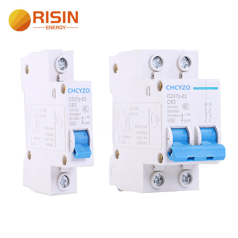 Risin 1P 2P DC 220V Circuit Breaker Solar Mini Circuit Breaker 10A 16A ...
