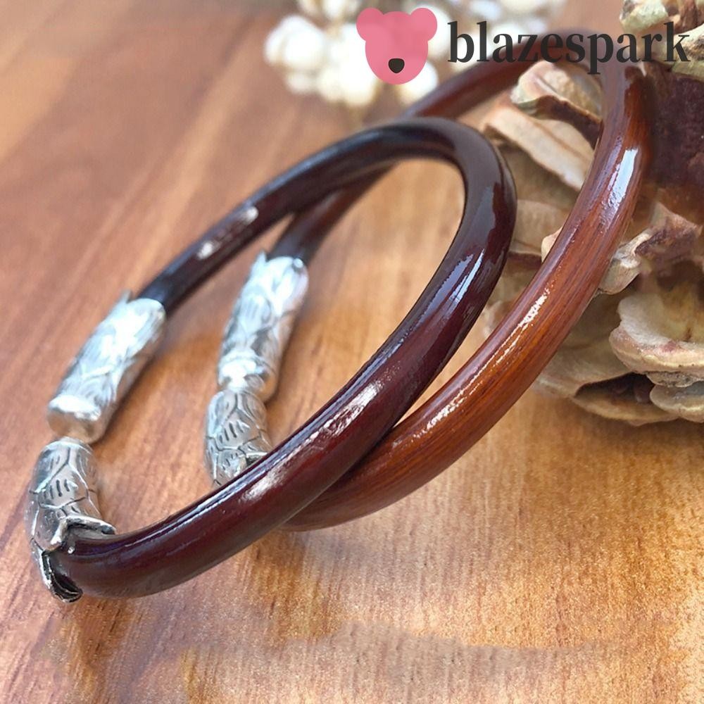 BLAZESPARK กำไลโลหะเงินและโรสวูด สไตล์ธรรมชาติและชาติพันธุ์ สำหรับของขวัญ | Shopee Thailand