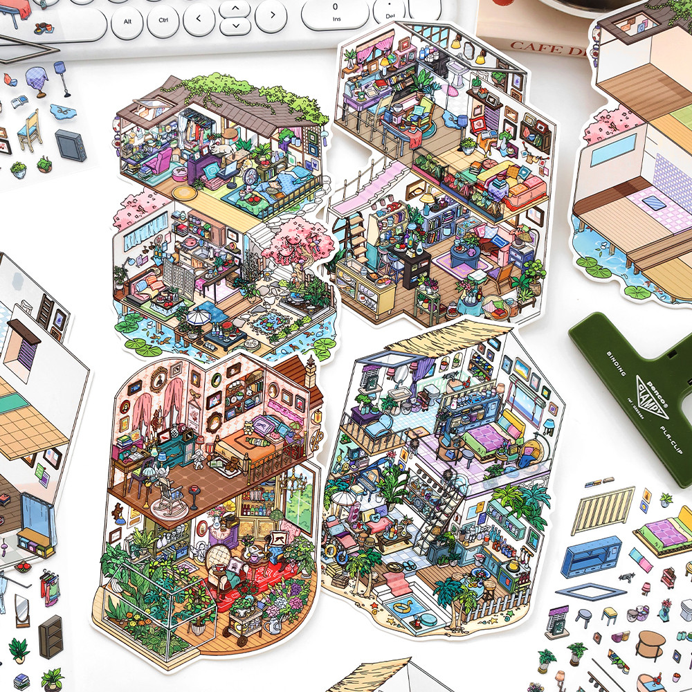 KOWEI 3 ชิ้น [บ้านตัวน้อยของฉัน 11.0 Series] 3D ภูมิทัศน์สติกเกอร์กัน ...