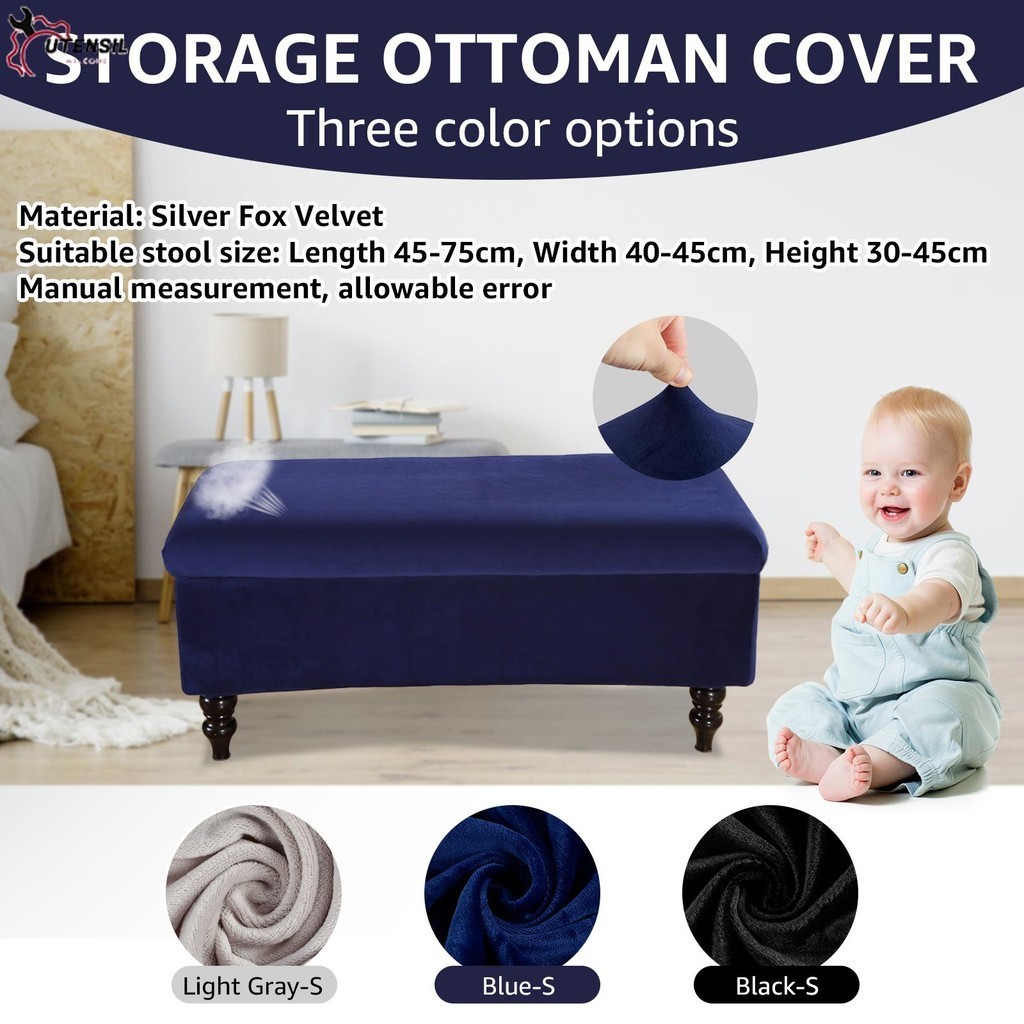 Storage Ottoman ฝาครอบยืด Ottoman Bench Cover Soft สตูลวางเท้ารูป ...