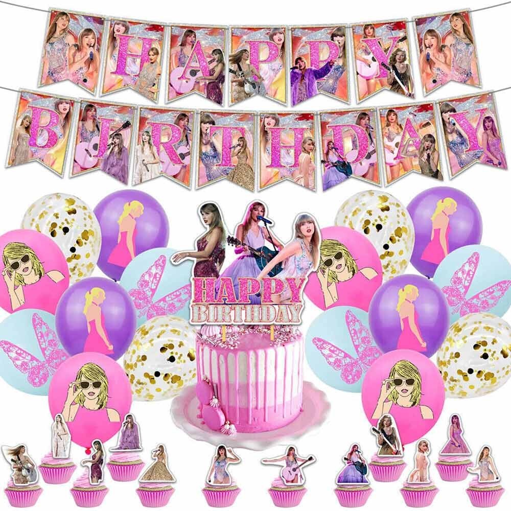Taylor Swift Birthday Party Supplies Backdrop Balloons Banner Party ...