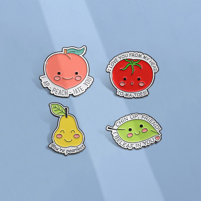 Creative Fruits Pins เข็มกลัดตลกน่ารัก Pear Peach Tomato ผลไม้เข็มกลัด ...