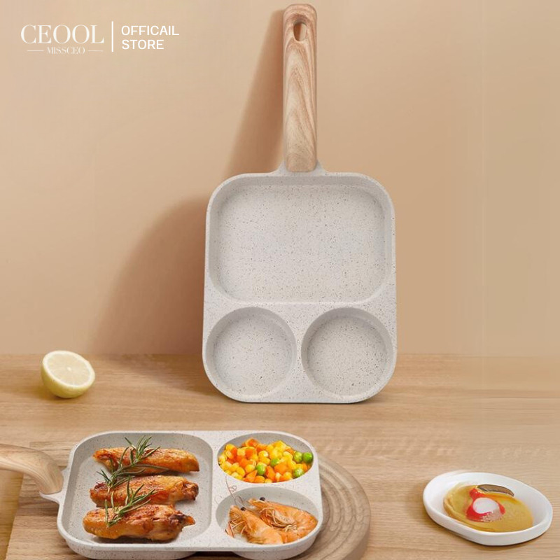 CEOOL กระทะ 3 หลุม 3in 1 ขนาด 21 ซม., กระทะอเนกประสงค์, Z0124 อาหารไม่ ...