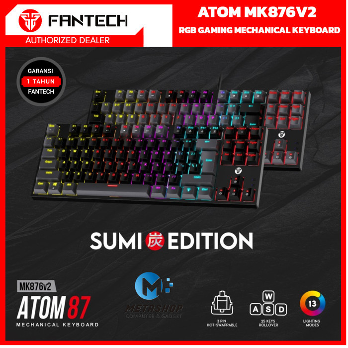 Fantech ATOM87 MK876V2 SUMI EDITION RGB Gaming Mechanical Keyboard TKL | Shopee Thailand