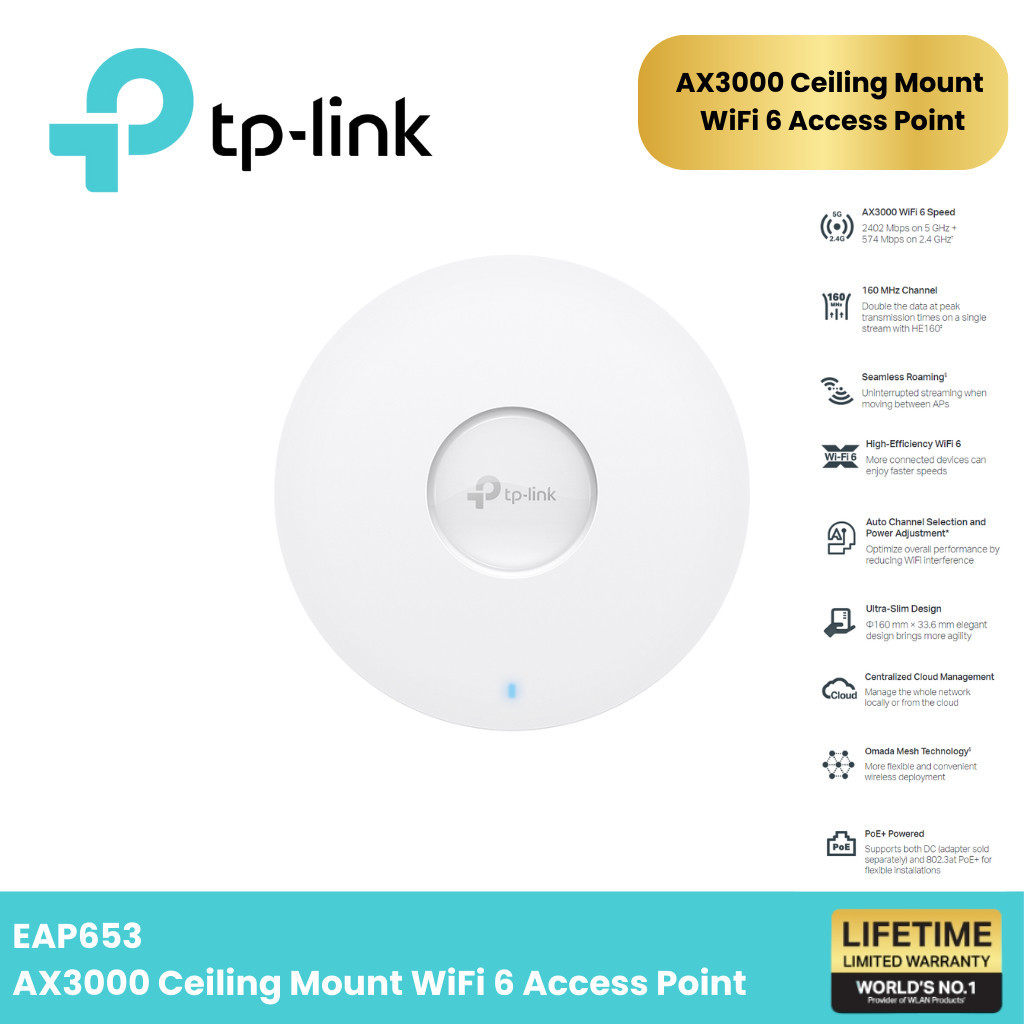 TP-LINK EAP653 AX3000 Ceiling Mount WiFi 6 Access Point | Shopee Thailand