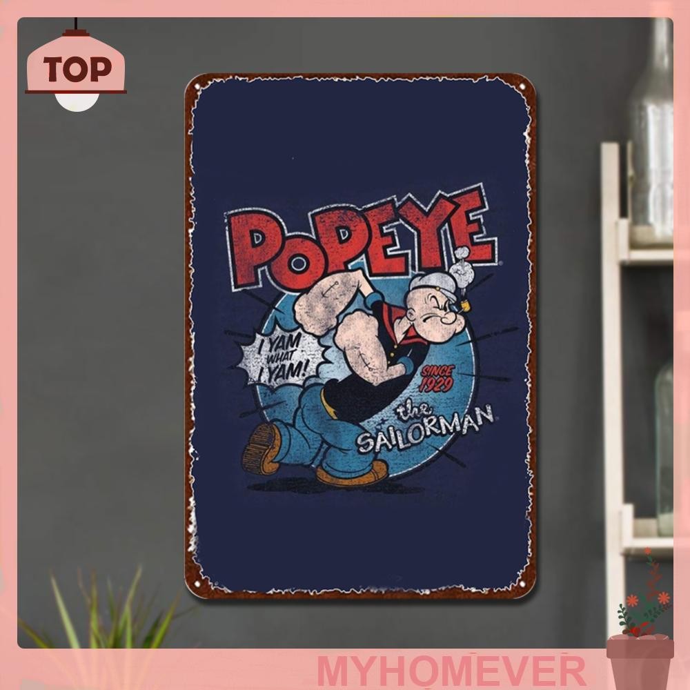 Vintage Metal Plate Popeye ภาพวาดเหล็กสี่เหลี่ยม Wall Art Home ...