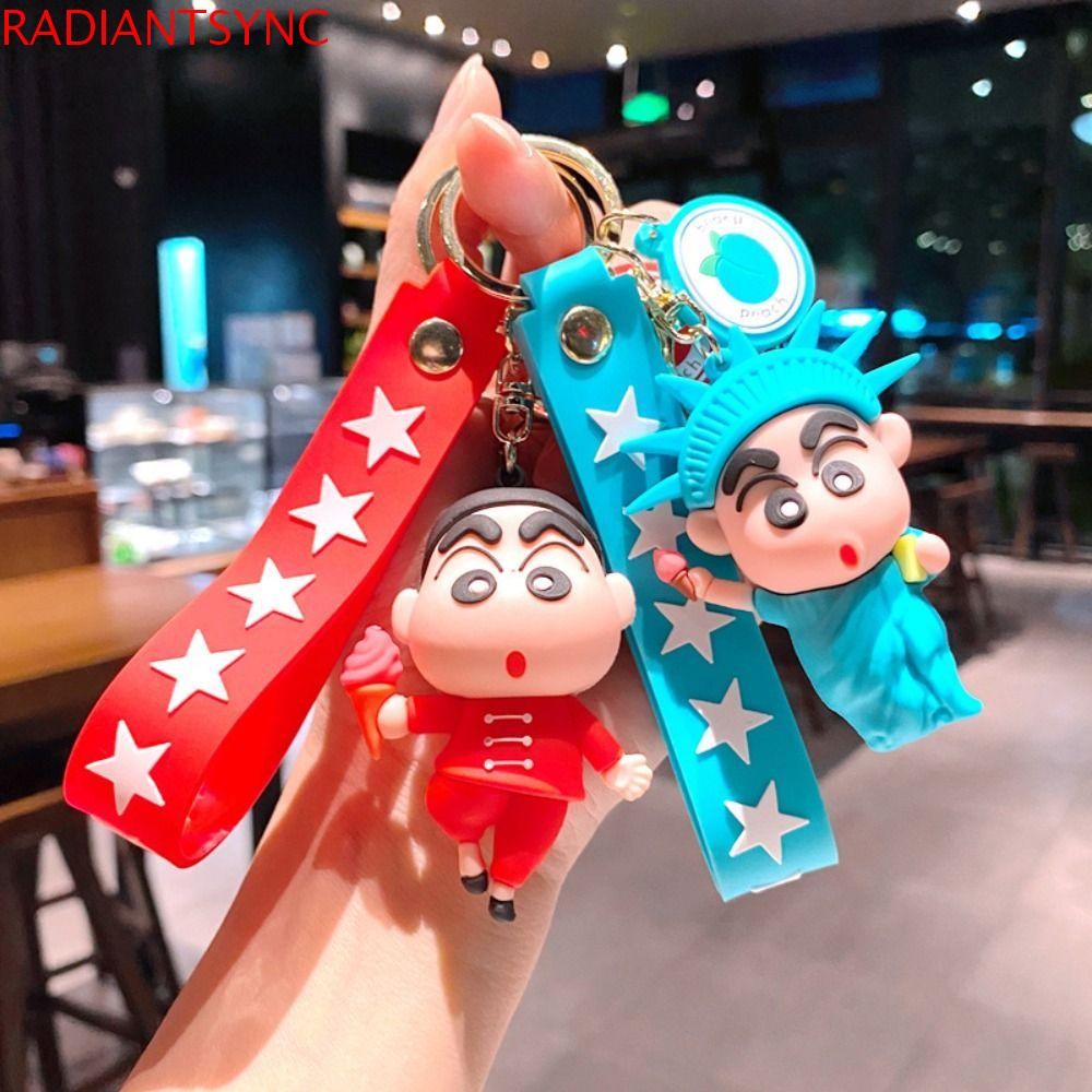 Radiantsync พวงกุญแจเครยอนชินจัง,แหวนกุญแจอะนิเมะสไตล์ญี่ปุ่นกันน้ํา,การ์ตูน PVC Trinket INS ...
