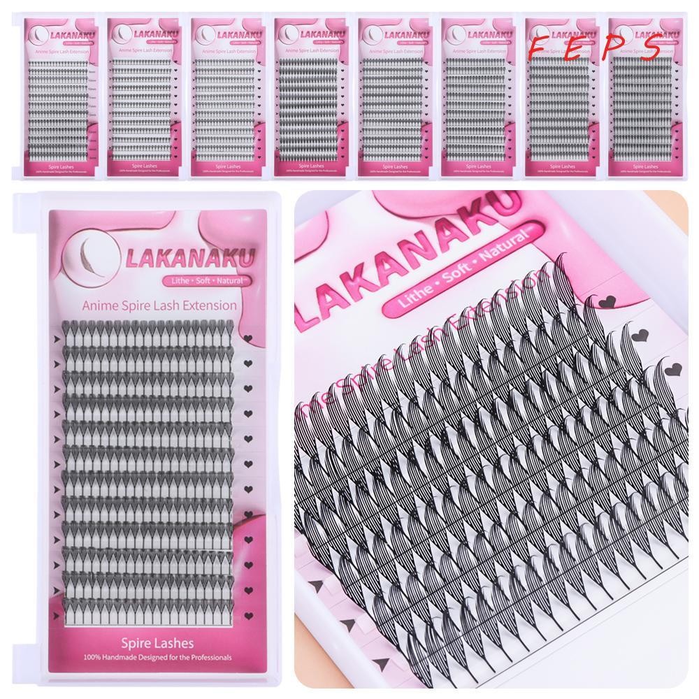 FEPS Cluster Lashes Kit, 12 แถวการ์ตูน Spire ขนตาปลอม,คุณภาพสูง C/D ...