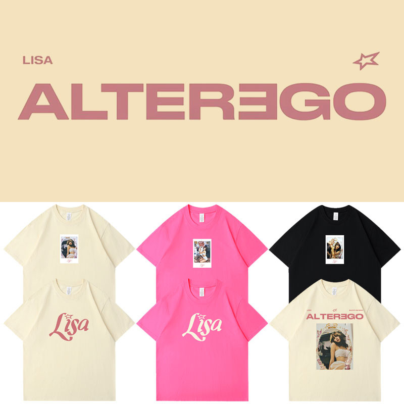 Kaos Lisa 2025 ใหม่พิเศษ AlterEgo เดียวกันเสื้อยืดแขนสั้นผ้าฝ้ายหลวมผู้ชายและผู้หญิง Top Kpop ...