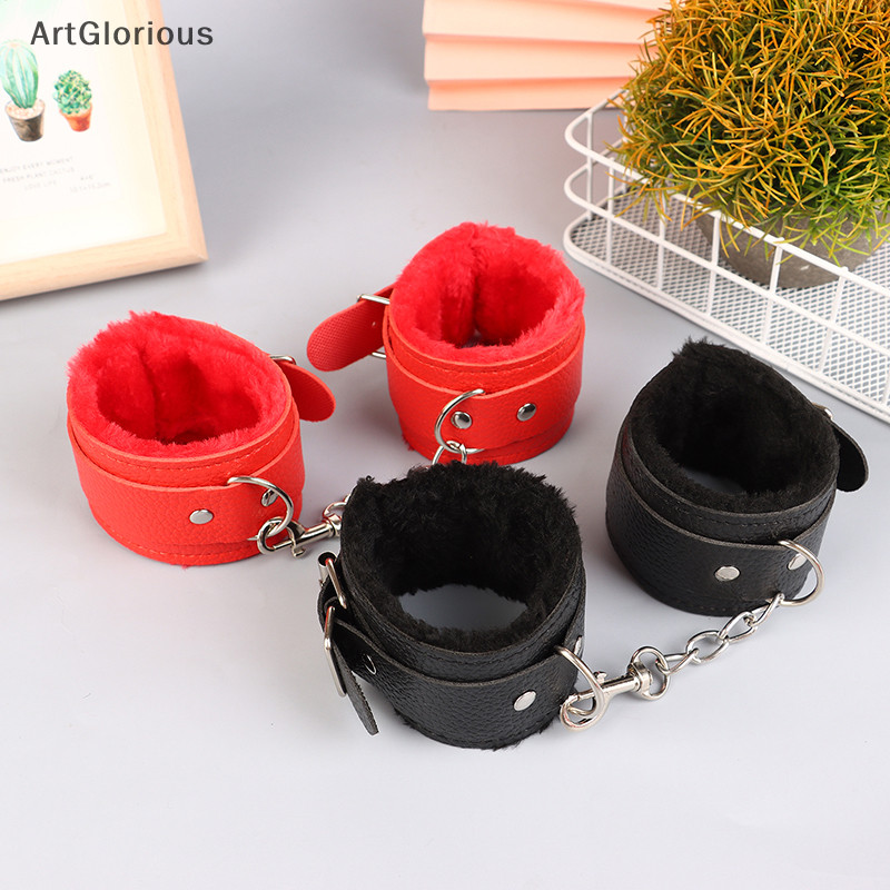 Art 1 คู่ PU หนัง Plush เซ็กซี่ Hand Wrap Handcuff ข้อเท้า Cuff สร้อย ...
