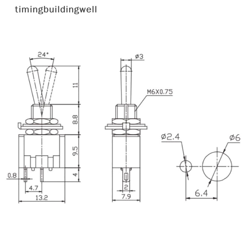 Twth 1 PC MTS-101 2 Pin SPST ON-OFF 2 ตําแหน่ง 6A 125V/250 AC Mini ...