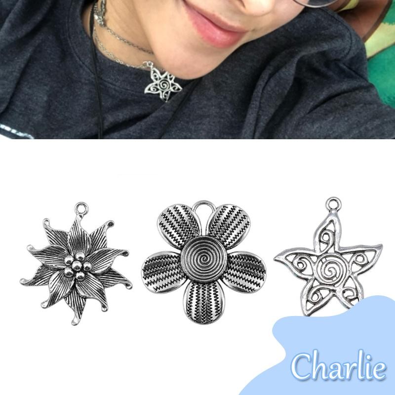 Char Trees และแกะสลักจี้ดอกไม้โบราณเงินแขวนแท็กโลหะผสมเครื่องประดับกลวง ...