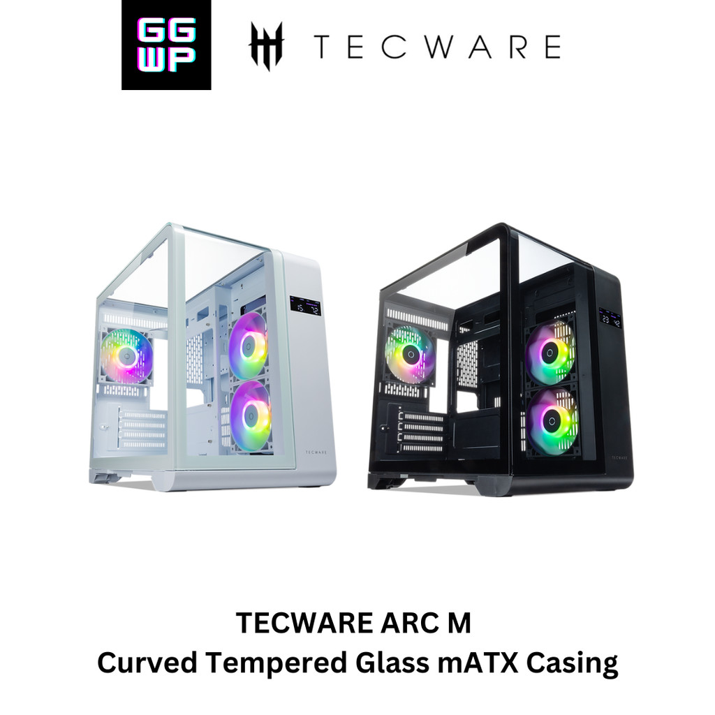 Tecware ARC M ARGB กระจกนิรภัยโค้ง mATX Casing พร้อม CPU และ GPU แสดง ...