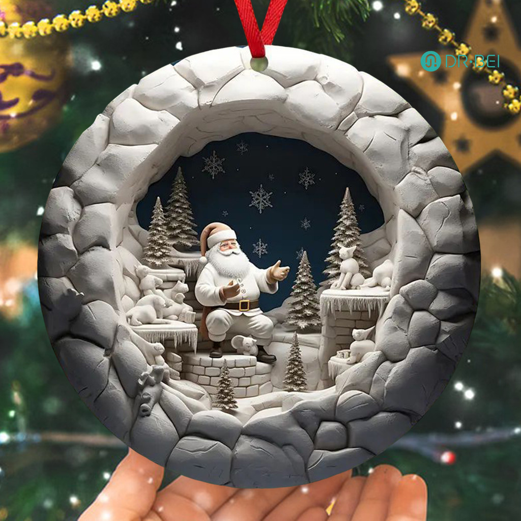 Dr.bei คริสต์มาสแขวนเครื่องประดับ Xmas Tree Santa จี้ 2D แบนอะคริลิคตก ...