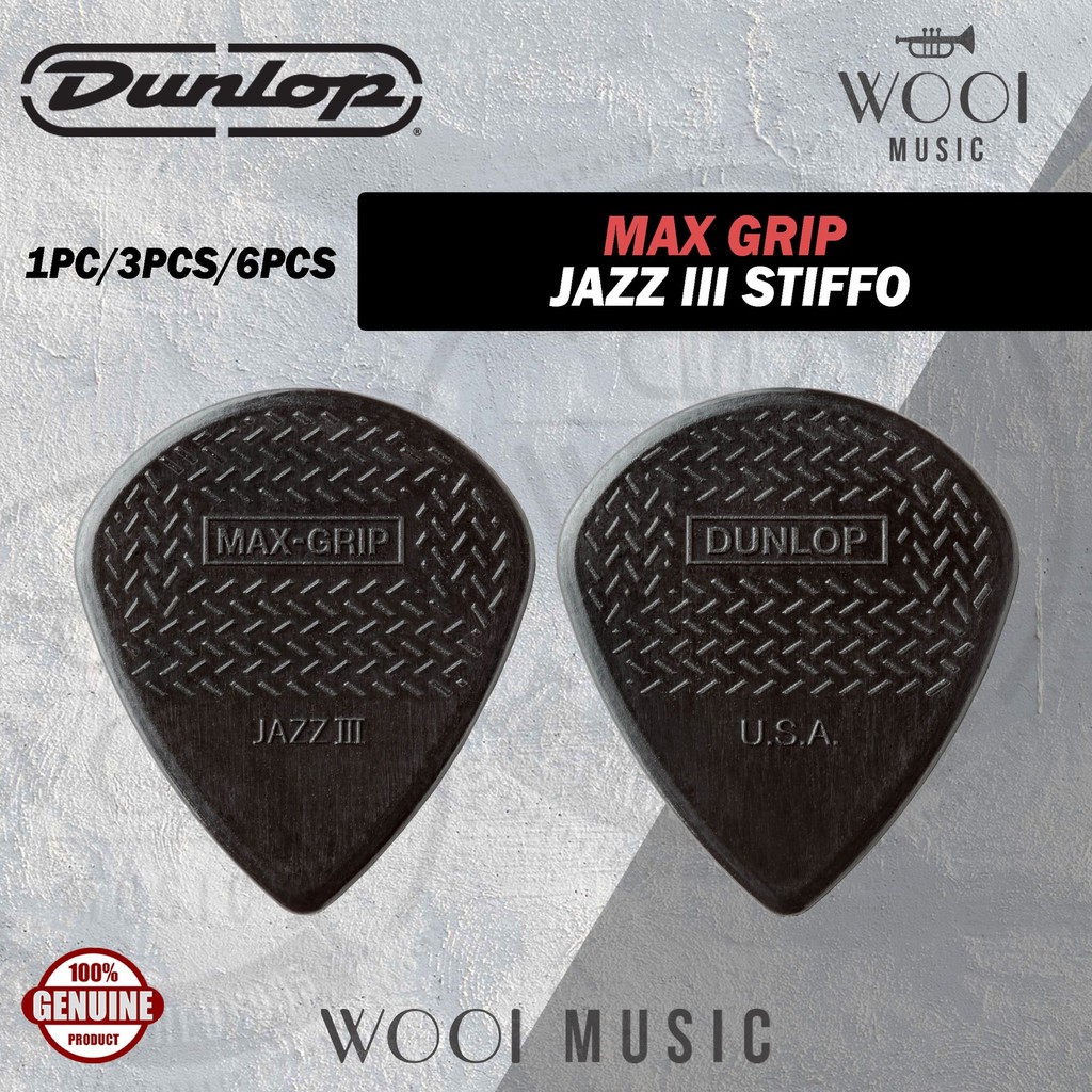 Jim Dunlop 471P3S Max Grip Jazz III Stiffo Guitar Pick - 1.38mm (1 ชิ้น ...