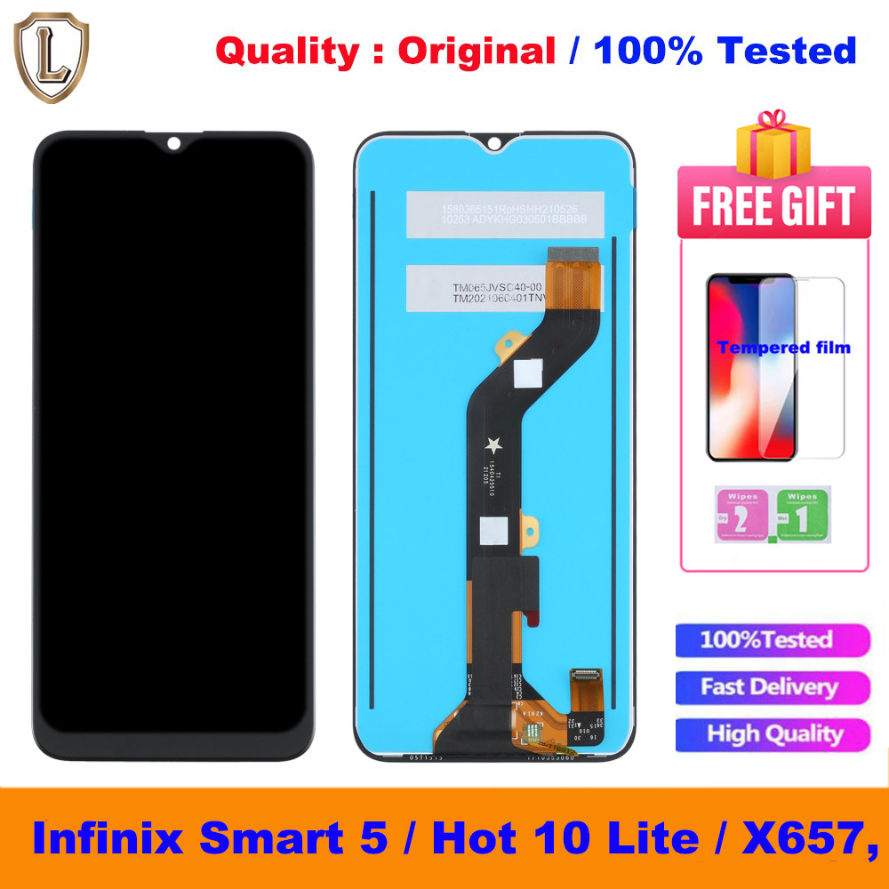 ทดสอบ 100% LCD สําหรับ Infinix Smart 5 X657 X657C LCD Infinix Hot 10 ...