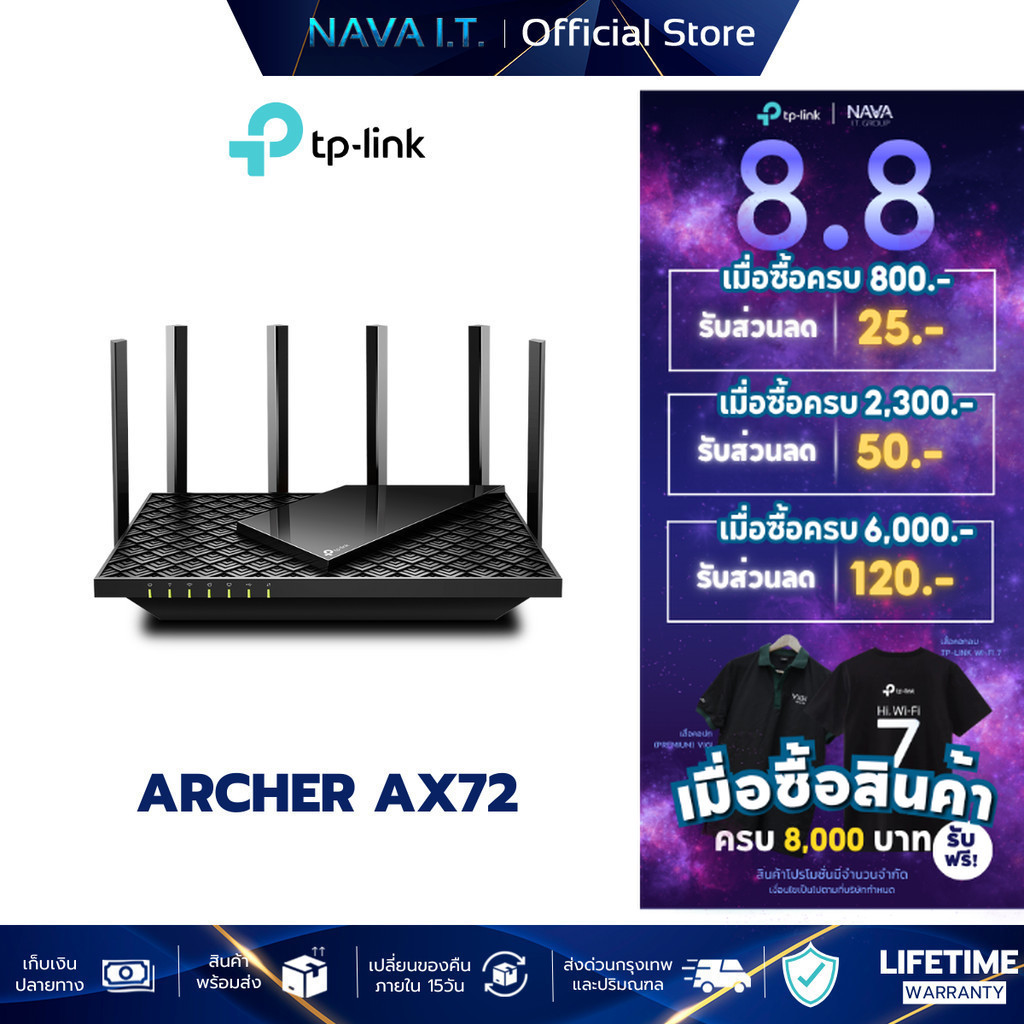 TP-LINK ARCHER AX72 AX5400 DUAL-BAND GIGABIT WI-FI 6 ROUTER GIGABIT ...