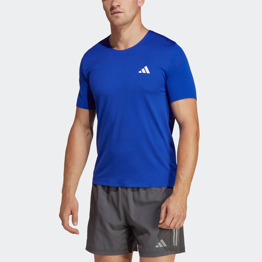 adidas วิ่ง เสื้อยืด Adizero ผู้ชาย สีน้ำเงิน HN8008 | Shopee Thailand